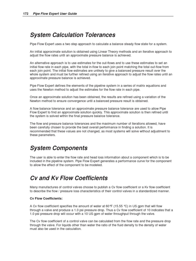 Pipe Flow Expert Guide - System Calculation Tolerances | PDF | Fluid ...