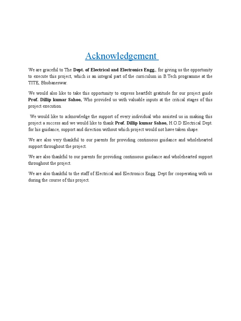 Acknowledgement For Group | PDF
