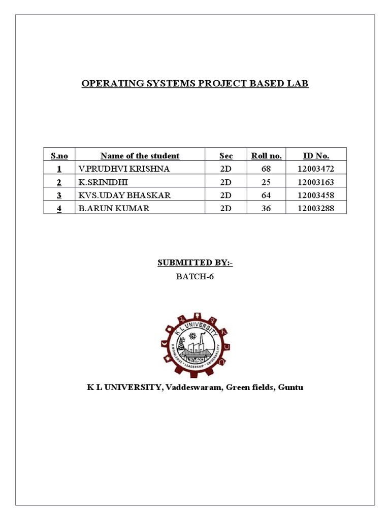 Operating Systems Project Based Lab Pdf Scheduling Computing 7902