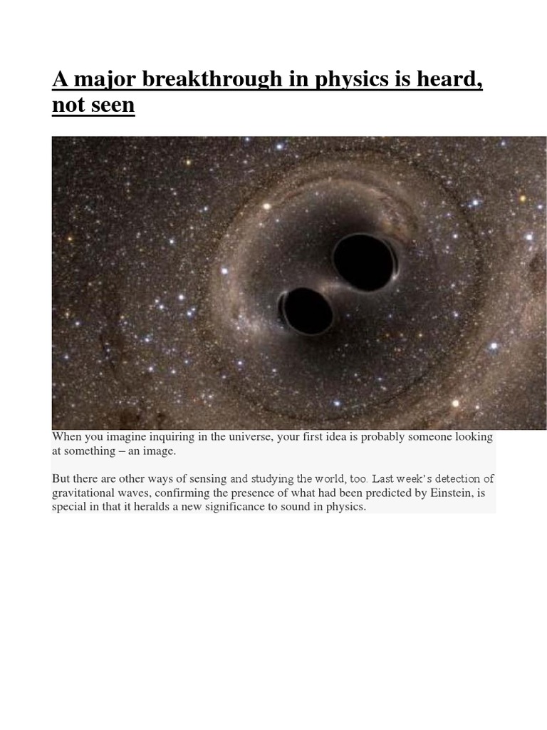 A Major Breakthrough in Physics Is Heard | PDF | Ligo | Gravitational Wave