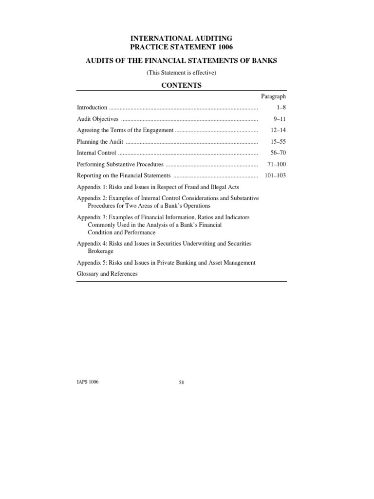 Auditing Financial Statements of Banks | PDF | Financial Audit | Banks