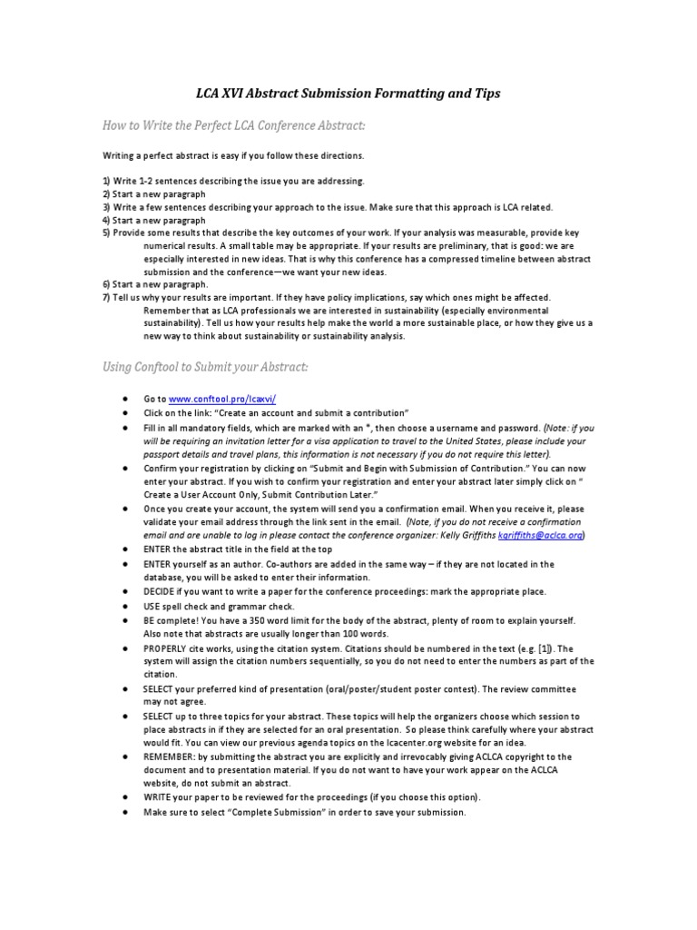 How To Write The Perfect LCA Conference Abstract | PDF | Abstract ...