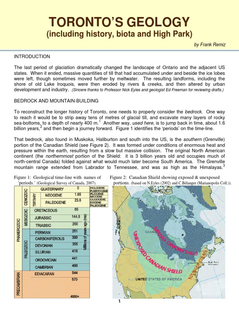 Toronto's Geology | PDF | Lake | Glacier