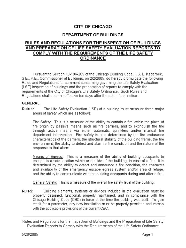 Lse Rules RegsCITY OF CHICAGO DEPARTMENT OF BUILDINGS RULES AND ...