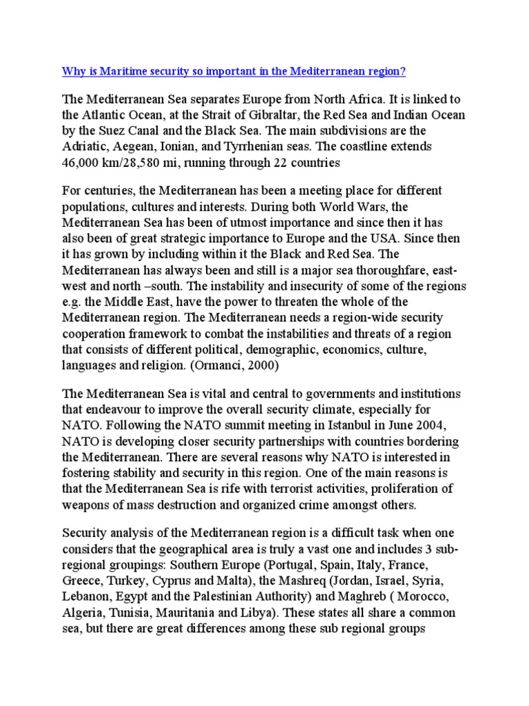 Why Is Maritime Security So Important in The Mediterranean Region | PDF ...