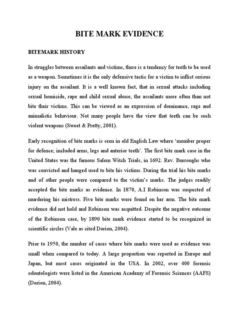 Bite Mark Evidence | PDF | Criminal Justice | Crime & Violence