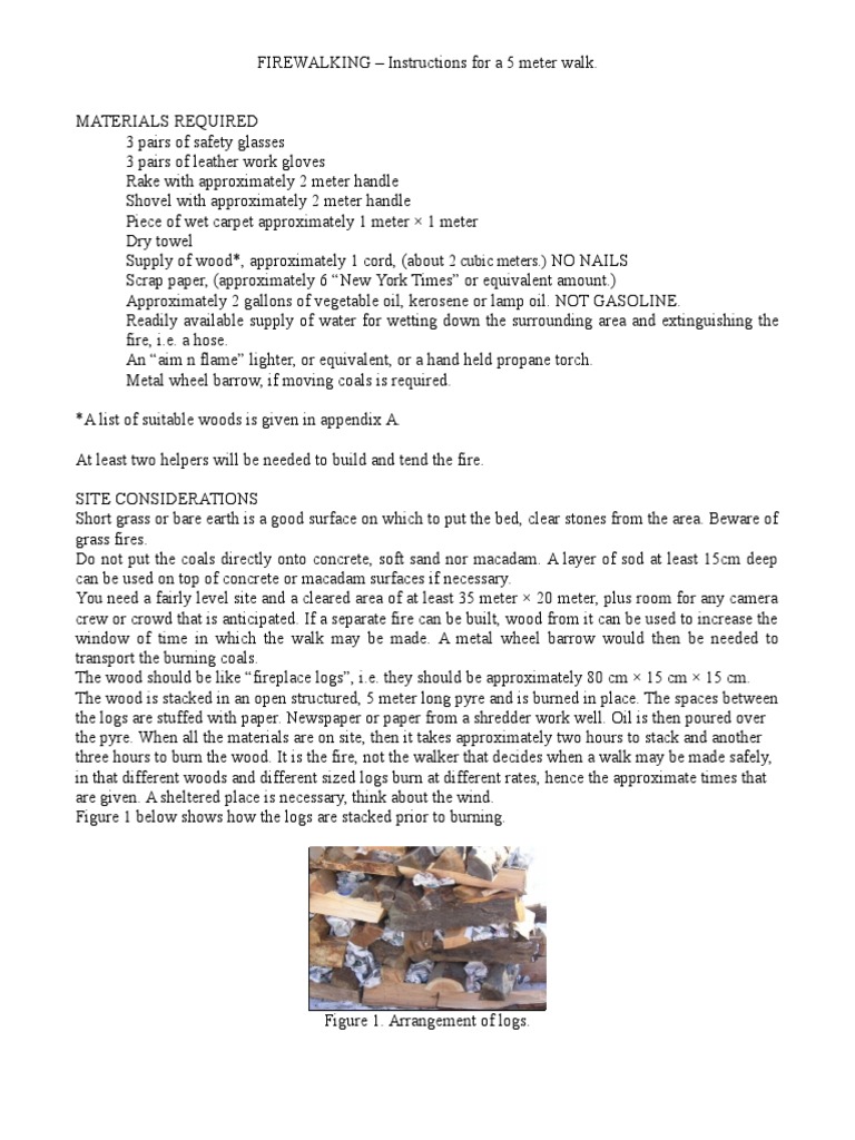 Firewalk Instructions | PDF | Kerosene | Wood