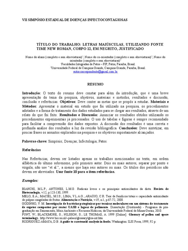 Modelo de Resumo Simples | Download grátis PDF | Science | Ciência (geral)