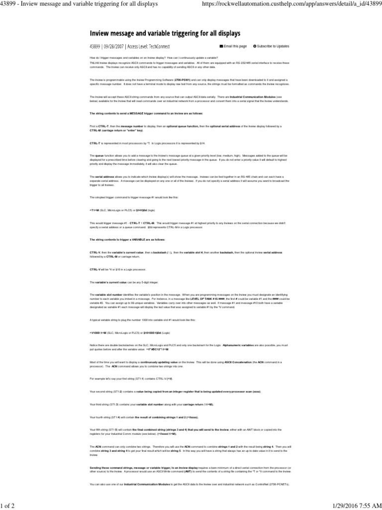 Inview Message and Variable Triggering For All Displays | PDF | String ...