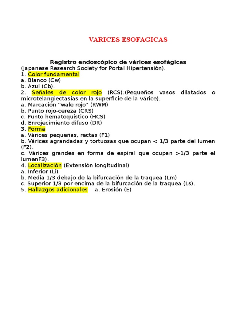 Clasificación Varices Esofagicas | PDF