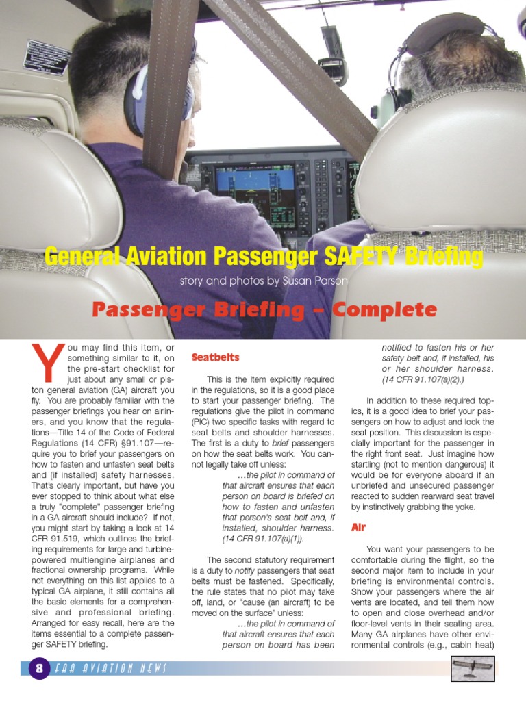 Passenger Safety Briefing | Seat Belt | Aeronautics