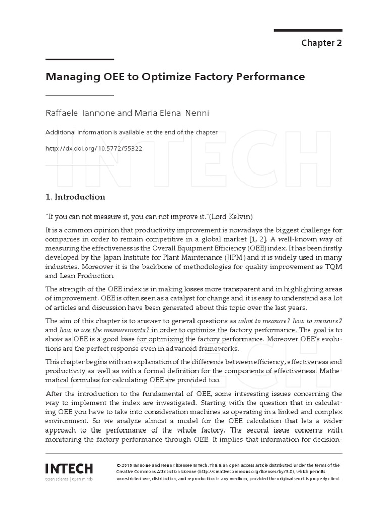 Managing OEE To Optimize Factory Performance PDF | PDF | Systems ...