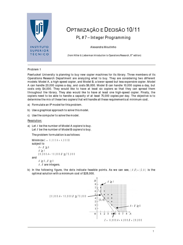 OD7 PL Integer Programming | PDF | Mathematical Optimization | Theoretical Computer Science