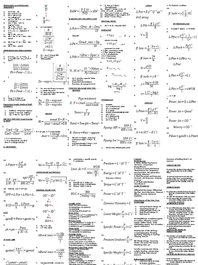 Drilling Formulars 2 | PDF | Casing (Borehole) | Oil Well
