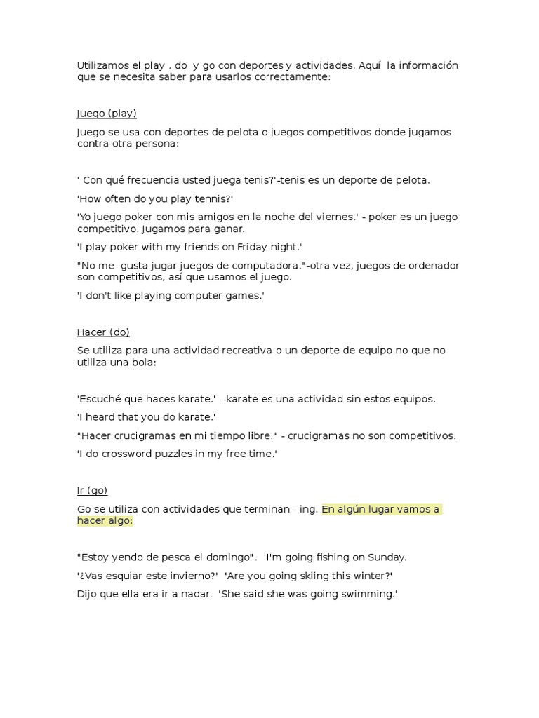 Uso de Play, Do y Go en Deportes | PDF | Juegos y actividades