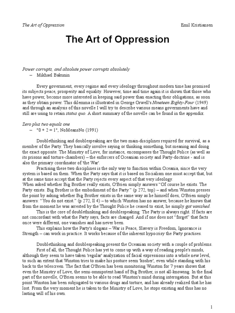 The Art of Oppression | George Orwell | Politics