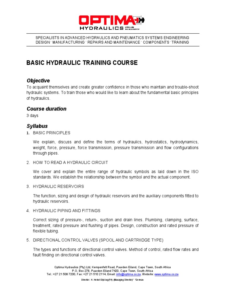 Basic Hydraulic Training Course | PDF | Valve | Plumbing