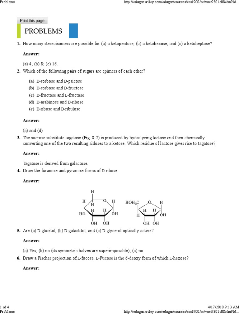 CH 8 - Problems | PDF | Glycogen | Glucose