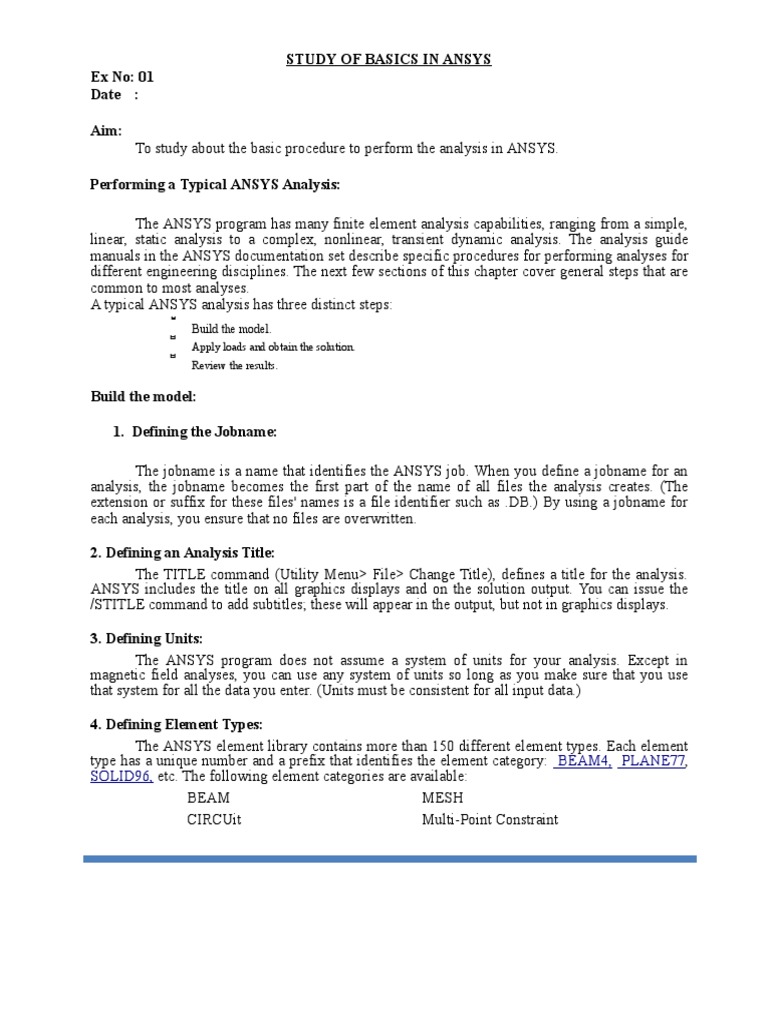 Ansys Lab | PDF | Finite Element Method | Analysis Ansys Lab | PDF | Finite Element Method | Analysis