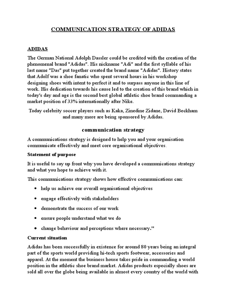 Adidas Communication Strategy Overview | PDF | Market Segmentation ...