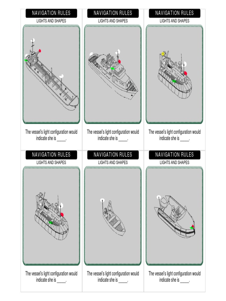 Navigation Rules Flashcards | PDF | Maritime Pilot | Shipping