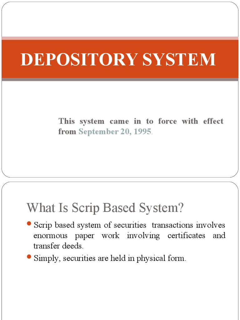 Depository System | PDF | Securities (Finance) | Market (Economics)