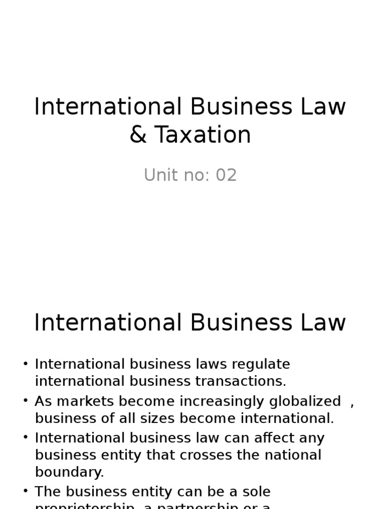 International Business Law & Taxation: Unit No: 02 | PDF | Arbitration ...
