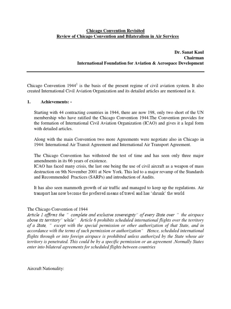 Chicago Convention | PDF | Airlines | Airport Security