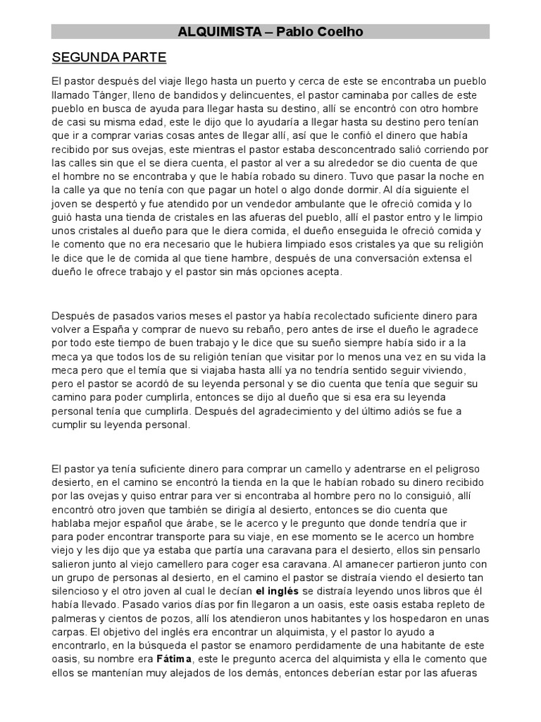 Resumen de "El Alquimista" - Parte 2 | PDF | Alquimia