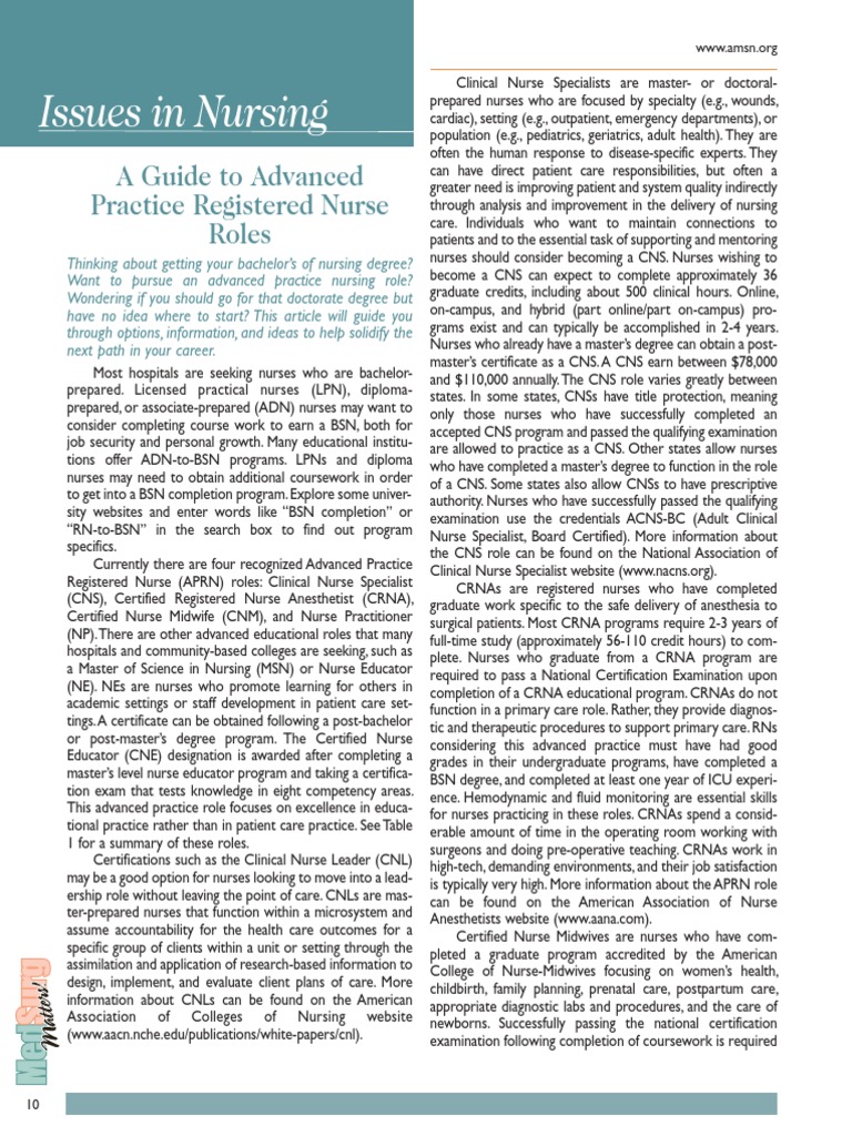 Guide To APRN Role | PDF | Nurse Practitioner | Nursing