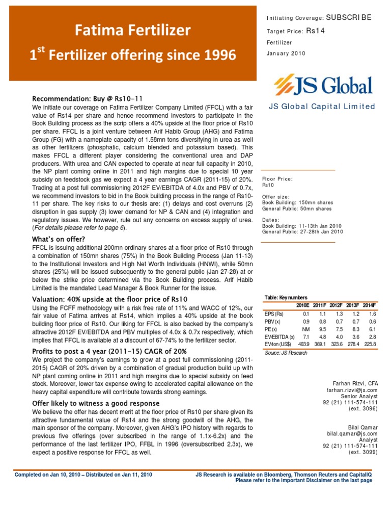 Fatima Fertilizer | PDF | Clean Development Mechanism | Valuation (Finance)