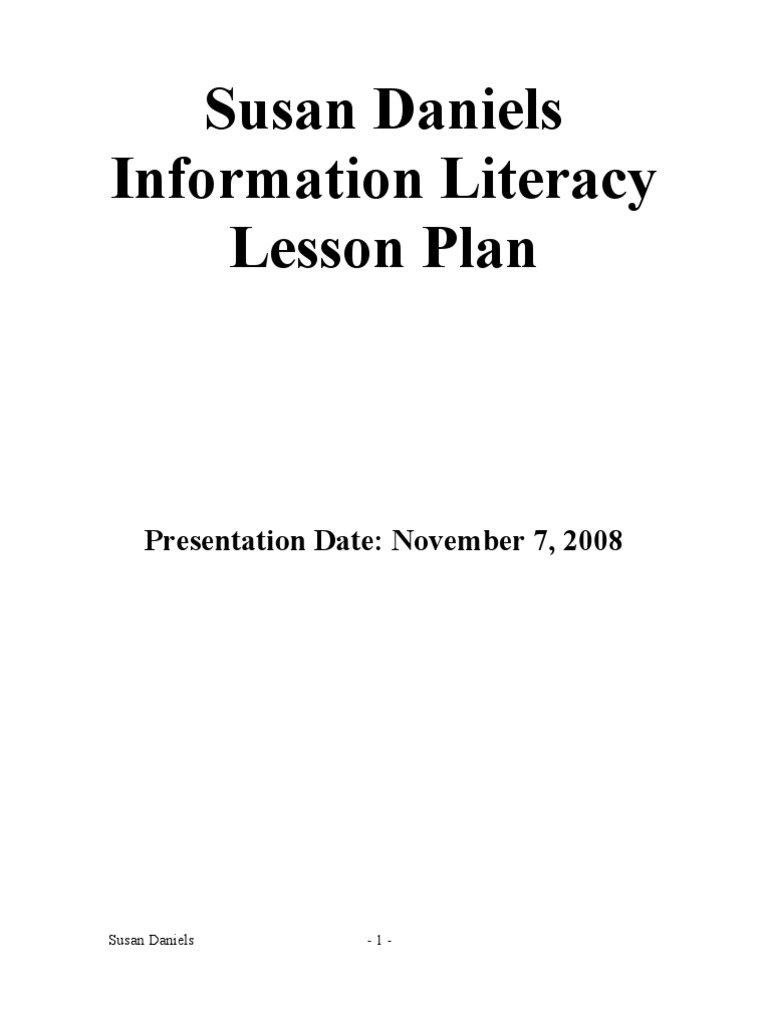 Information Literacy Lesson Plan | PDF | Communication | Learning
