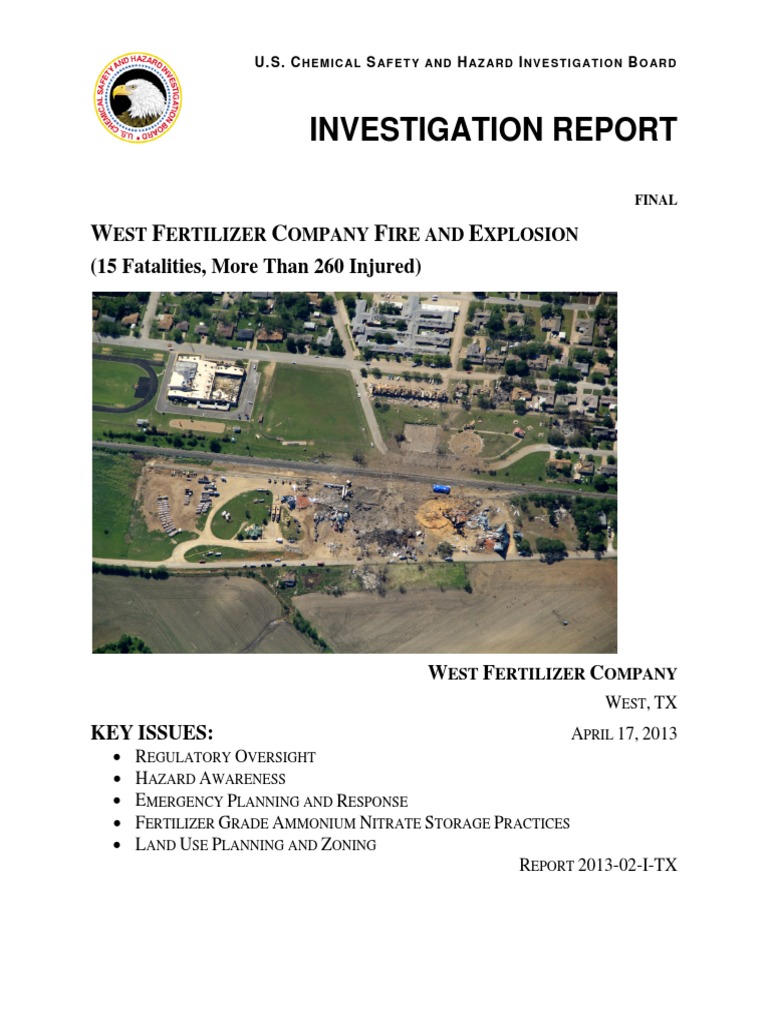 CSB: West Fertilizer FINAL Report | PDF | Emergency Management ...