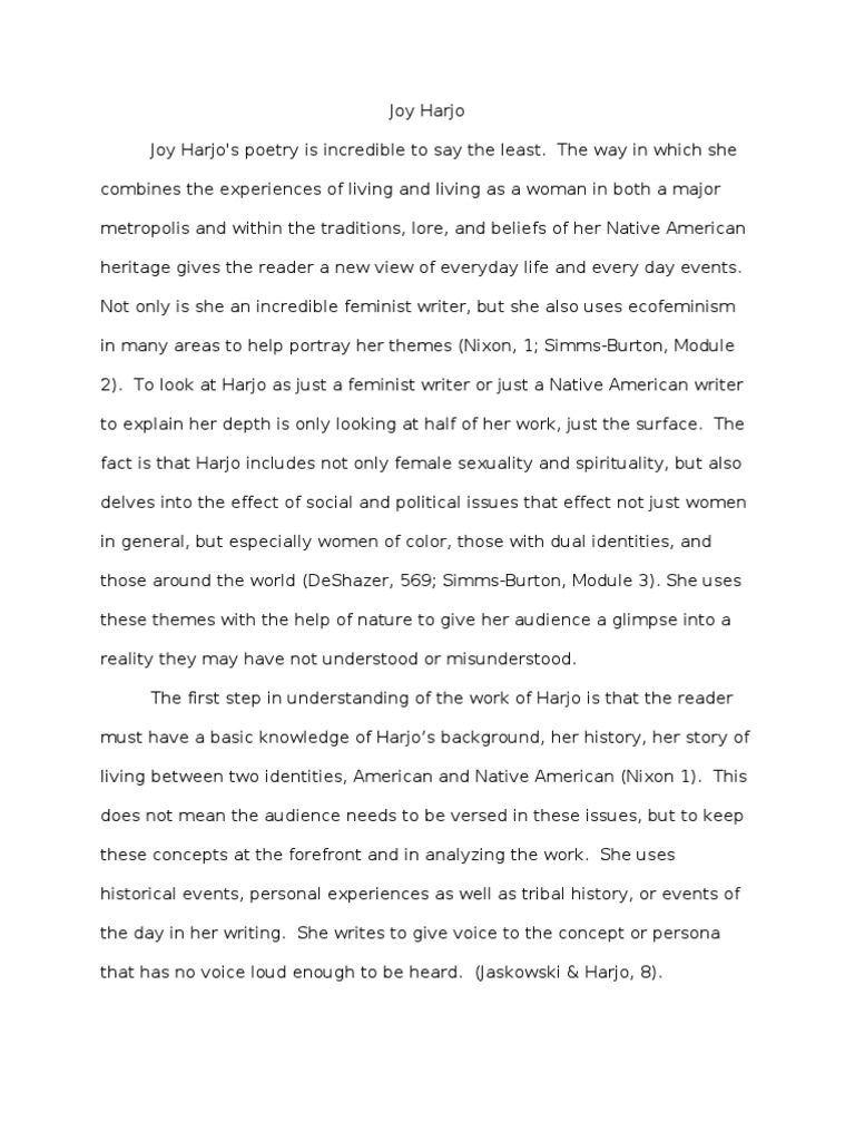 Brief Biography: Joy Harjo | PDF | Social Science | History