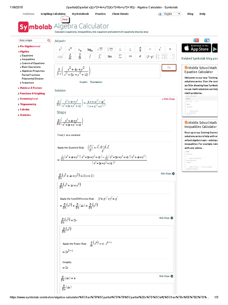 Algebra Calculator: Steps | PDF | Inequality (Mathematics) | Equations