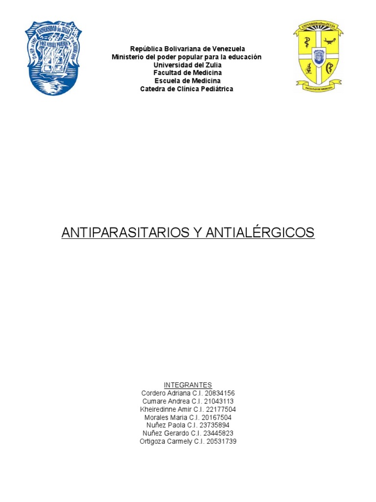 Antiparasitarios y Antialergicos | PDF | Cortisol | Drogas