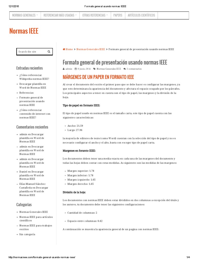 Formato General Usando Normas IEEE | PDF | Microsoft Word | Papel