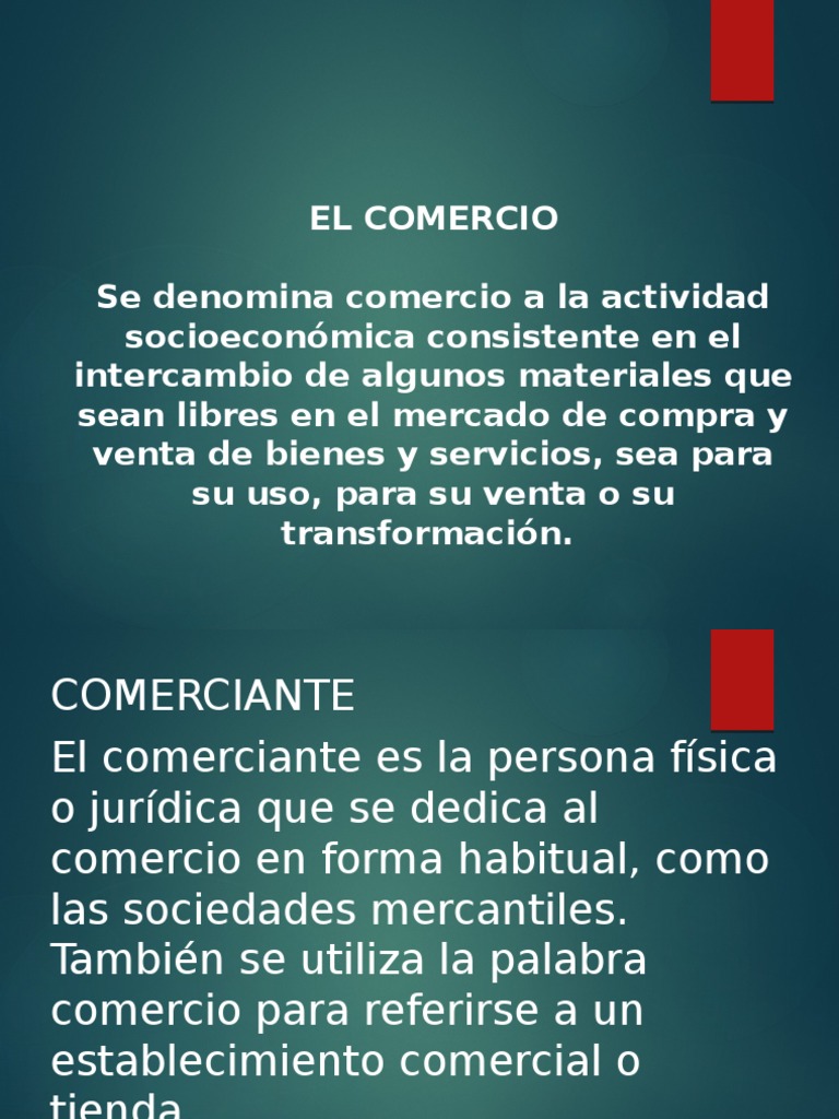 El Comercio Comerciante Tipos de Comercio | PDF | Comercio | Al por menor