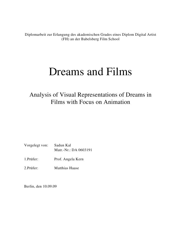 Analysis of Visual Representations of Dreams in Films With Focus On ...