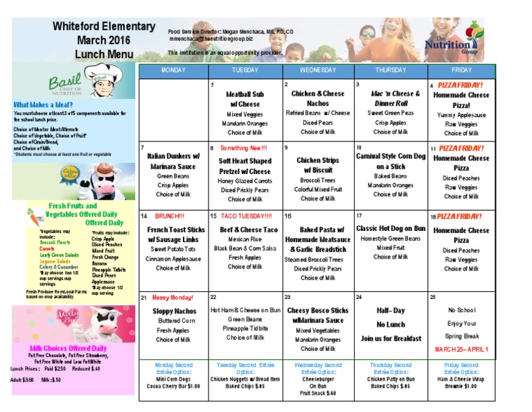 March Lunch Menu | PDF | Lunch | Salad