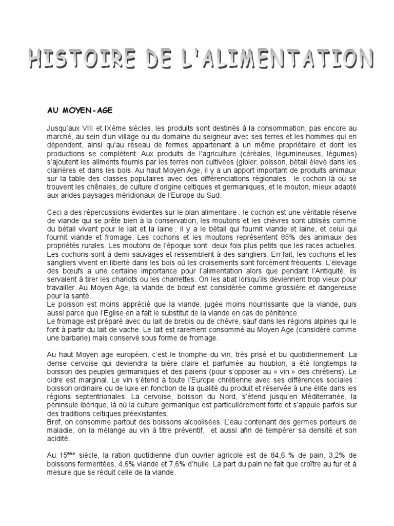 Histoire de L'alimentation en France | PDF | Pains | Restaurants