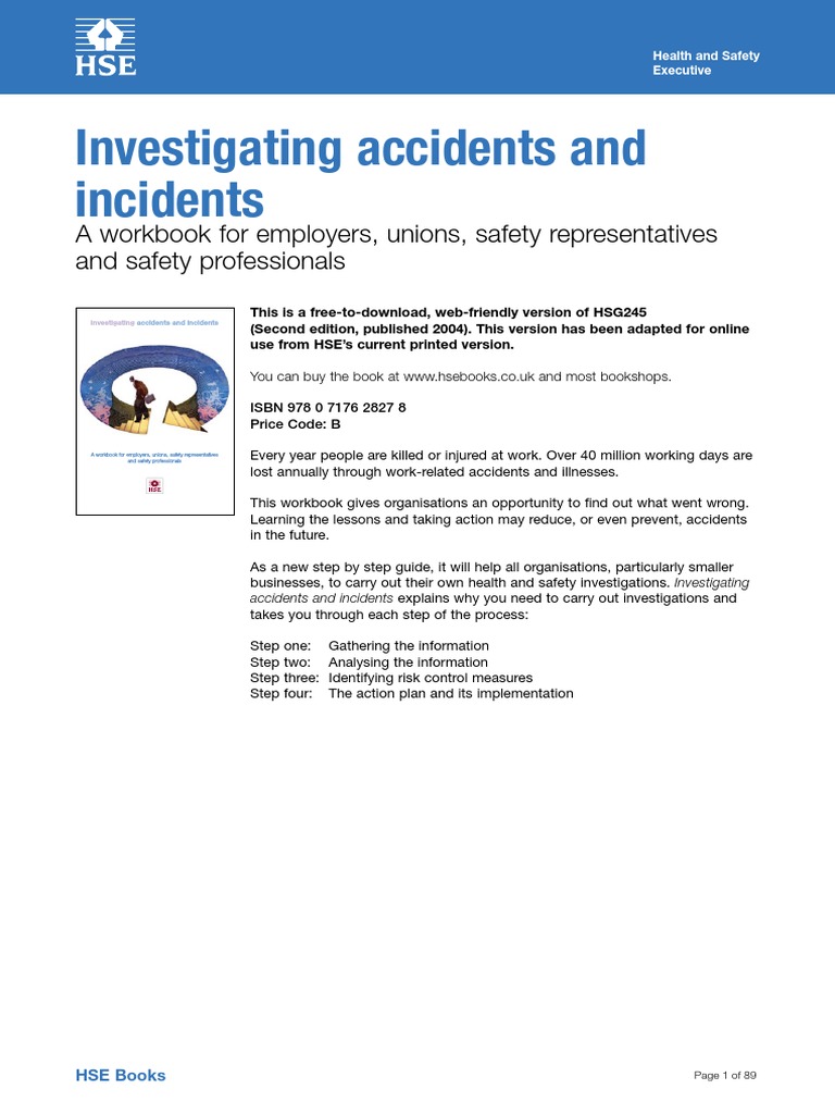 HSE HSG 245 Investigation Accidents 2011 | PDF | Risk | Causality