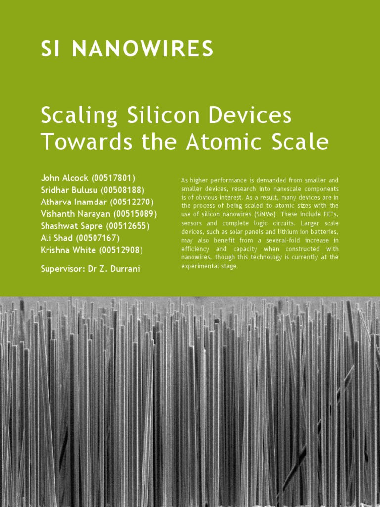 Silicon Nanowires Research Report | PDF | Nanowire | Field Effect Transistor