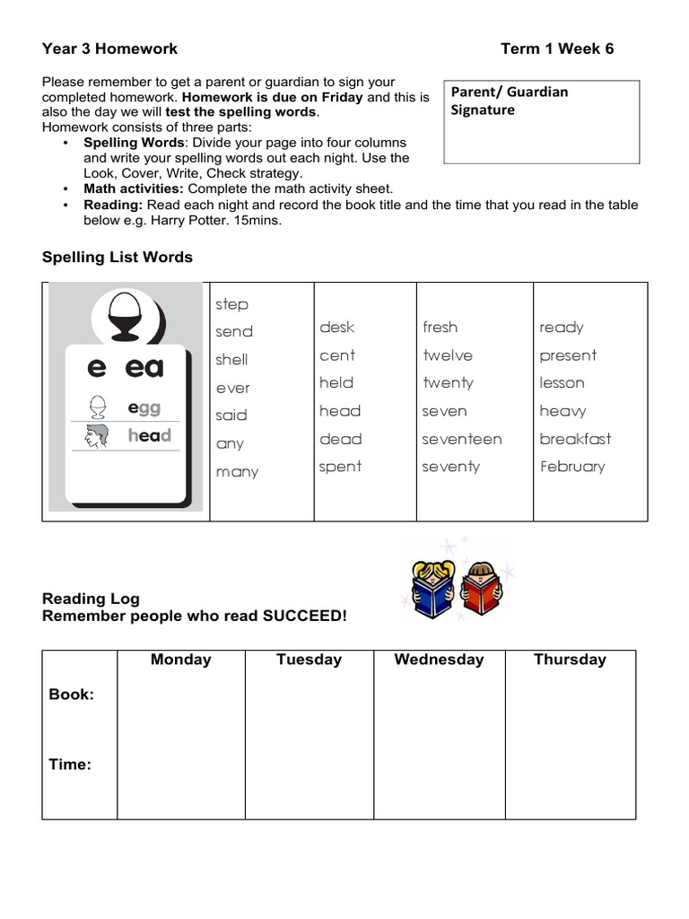 Year 3 Homework Term 1 Week 6 | PDF | Language Arts & Discipline | Home ...