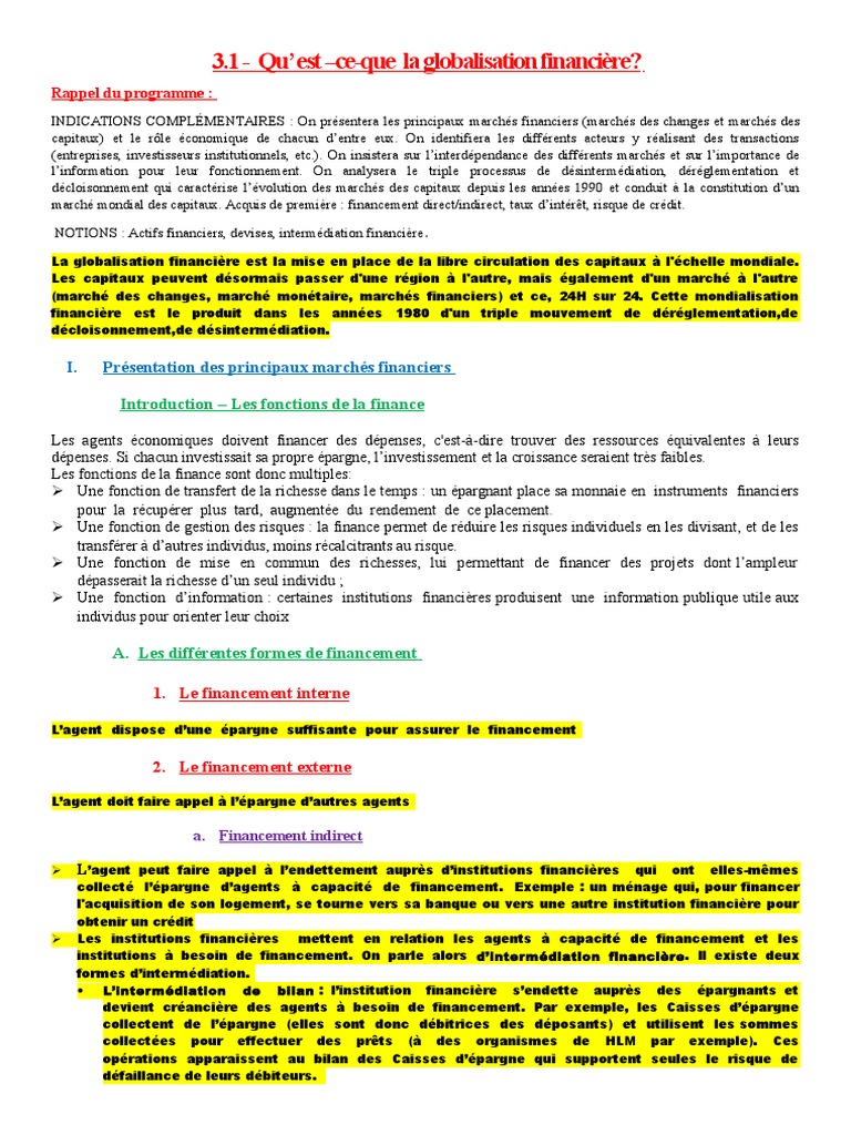 Comprendre la globalisation financière | PDF | Obligation (finance ...