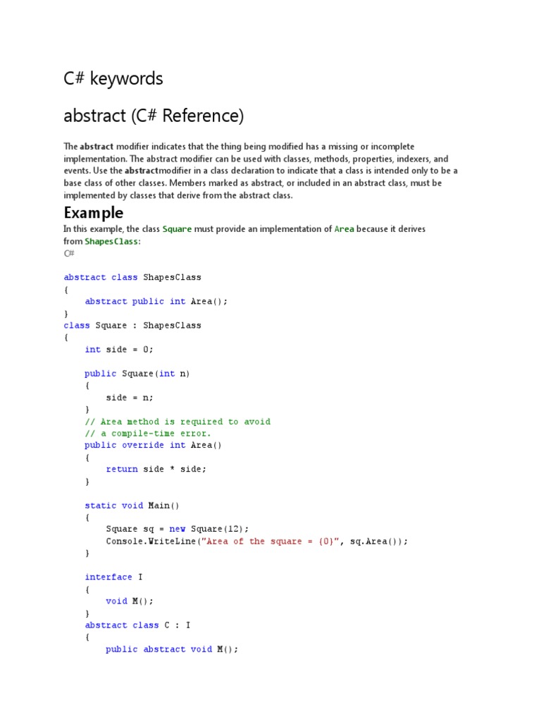 C Keywords And Definitions With Examples Class