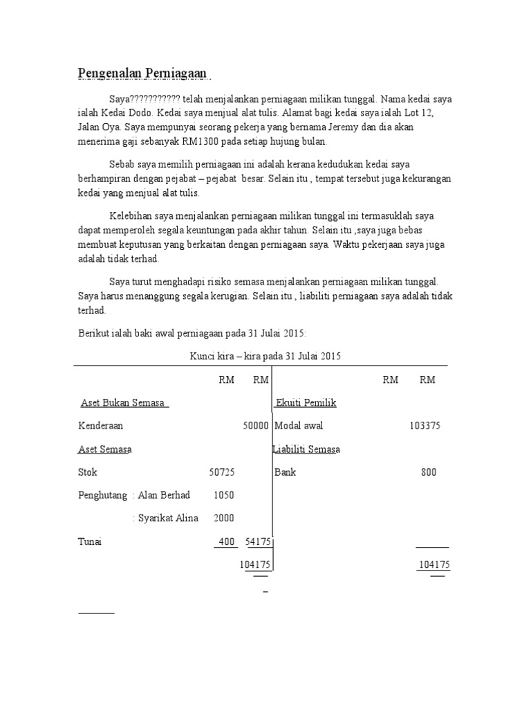 Akaun Projek Form 4 | PDF
