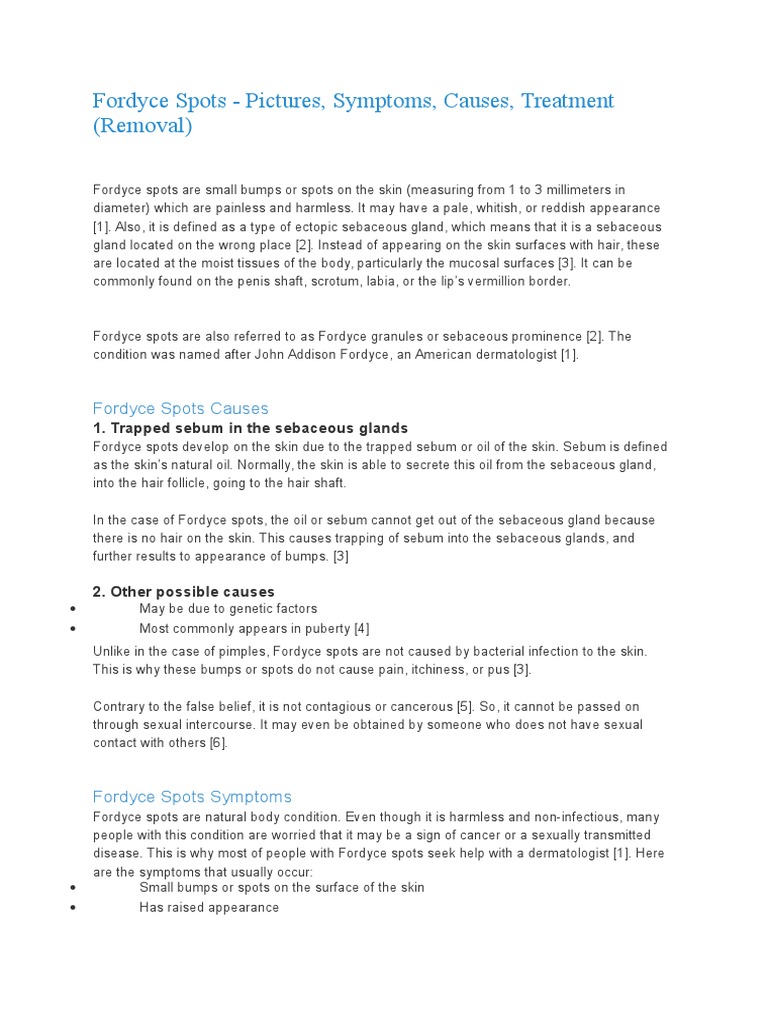 Fordyce Spots | PDF | Integumentary System | Organ (Anatomy)