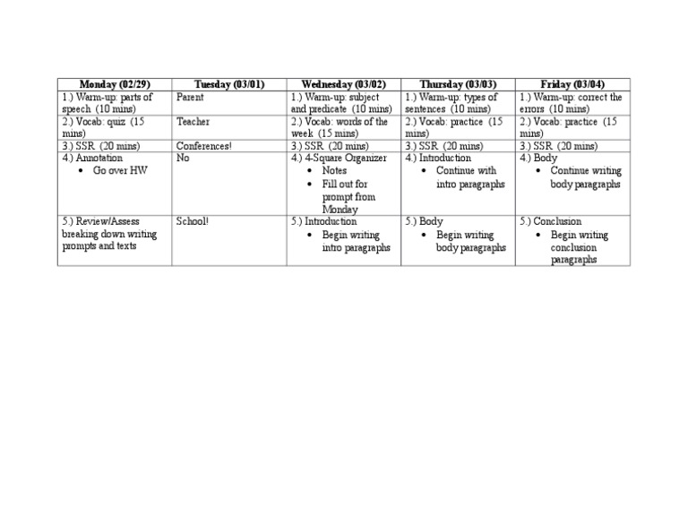 S 2 W 9 Lessonplans | PDF