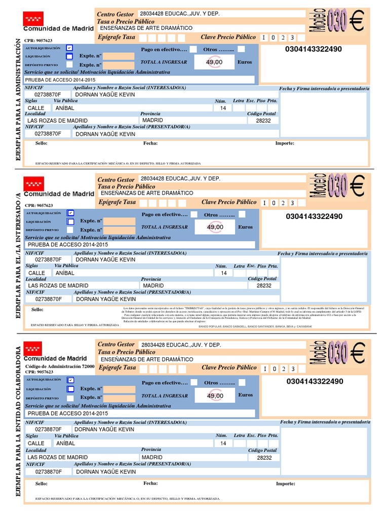 Modelo 030 | PDF | Gobierno | Servicio financiero y comercial